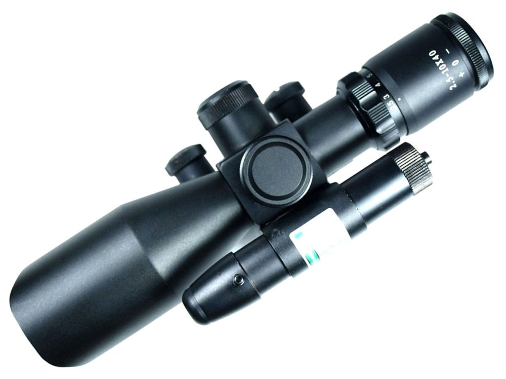 2.5-10x40 Mil-Dot Rifle Scope w/ Laser | ReplicaAirguns.ca